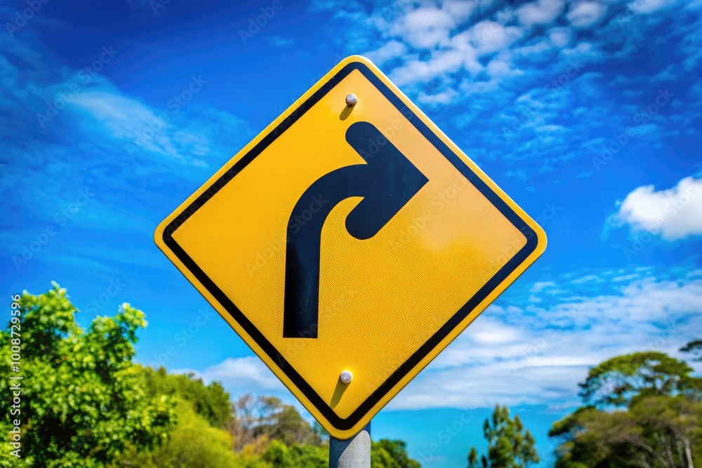 U Turn Traffic Signs Indicating Direction Change on Roads with Clear ...
