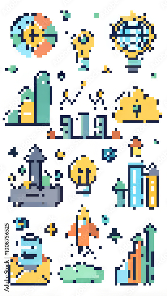 Company growth outline icons collection. Expansion, Expansionary ...