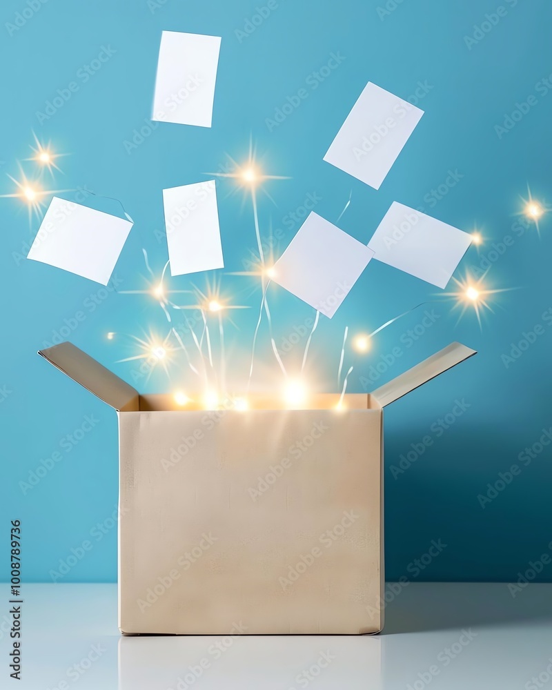 suggestion box with feedback cards lighting up around it, representing ...