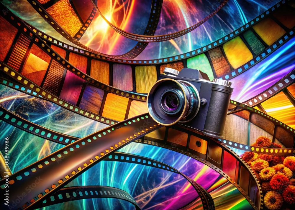 Vintage Film Reel and Filmstrip Background for Cinematic Projects and ...