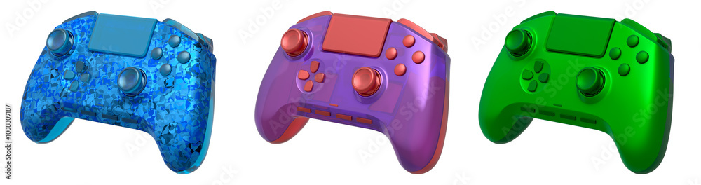 Collection of gaming controllers with different colors and designs for ...