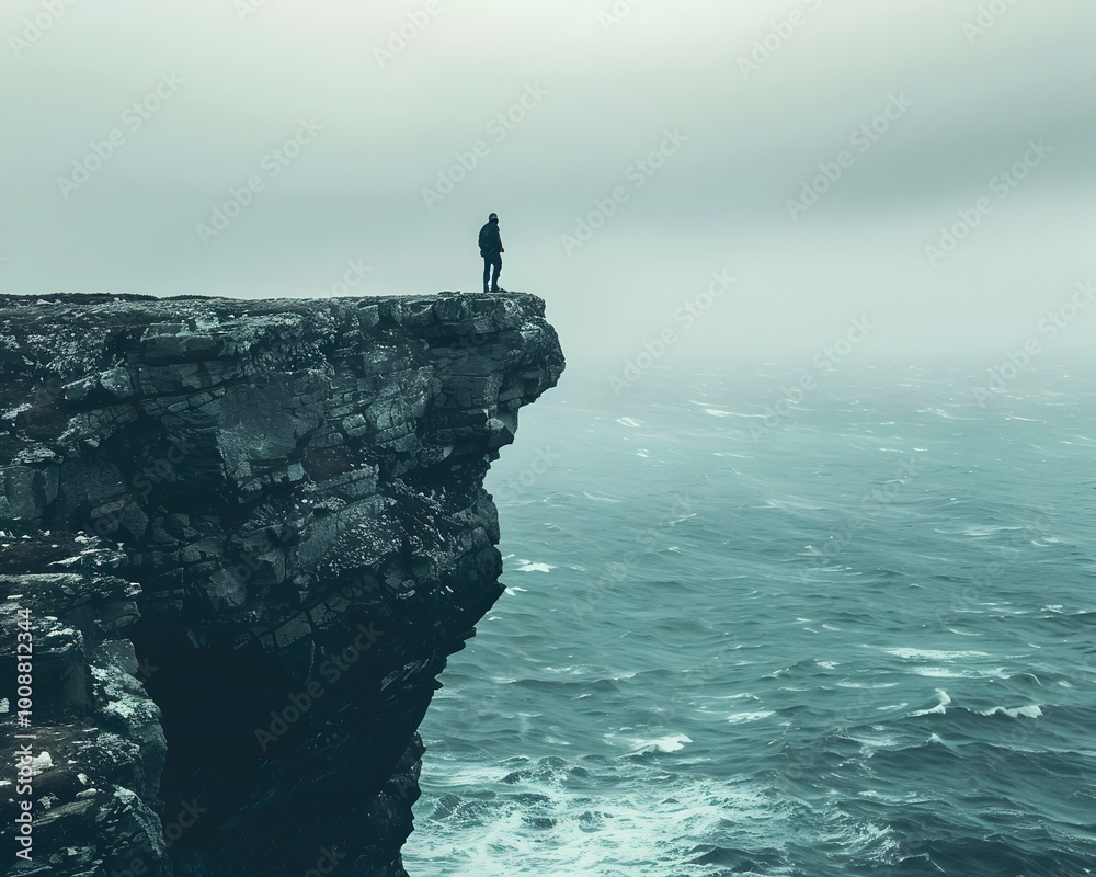 Lone Survivor Stands Atop Cliff Watching Ocean Engulf Last Remnants of ...