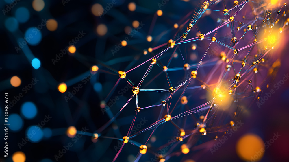 Big Data concept. Digital neural network. Introduction of artificial intelligence. Cyberspace of ...