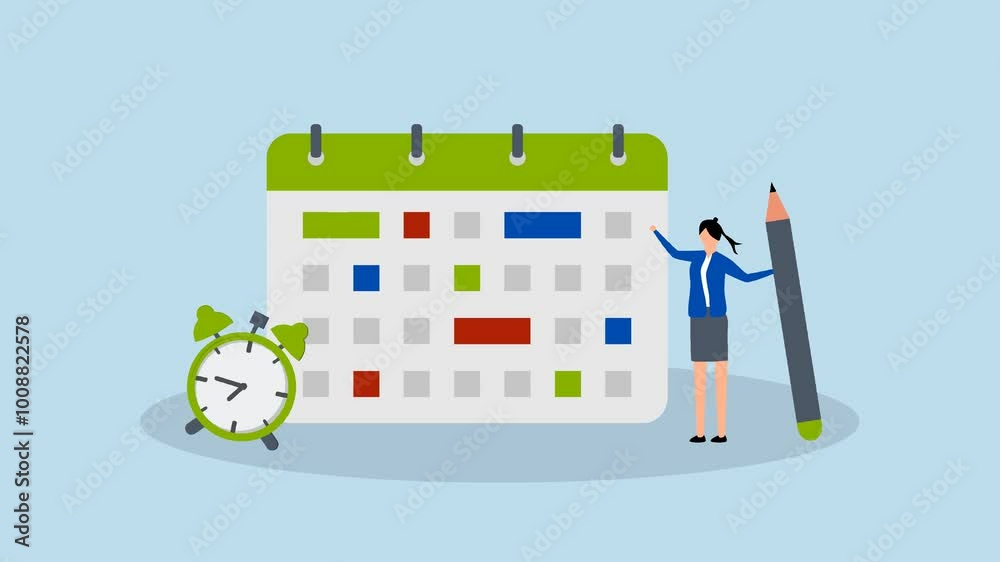 Work schedule, 4k animation of Woman is holding a pencil while looking ...