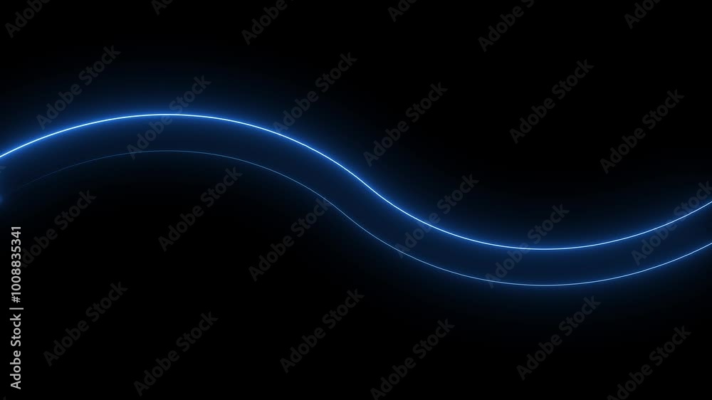 Curved rule line animation. Abstract background of flowing neon lines ...