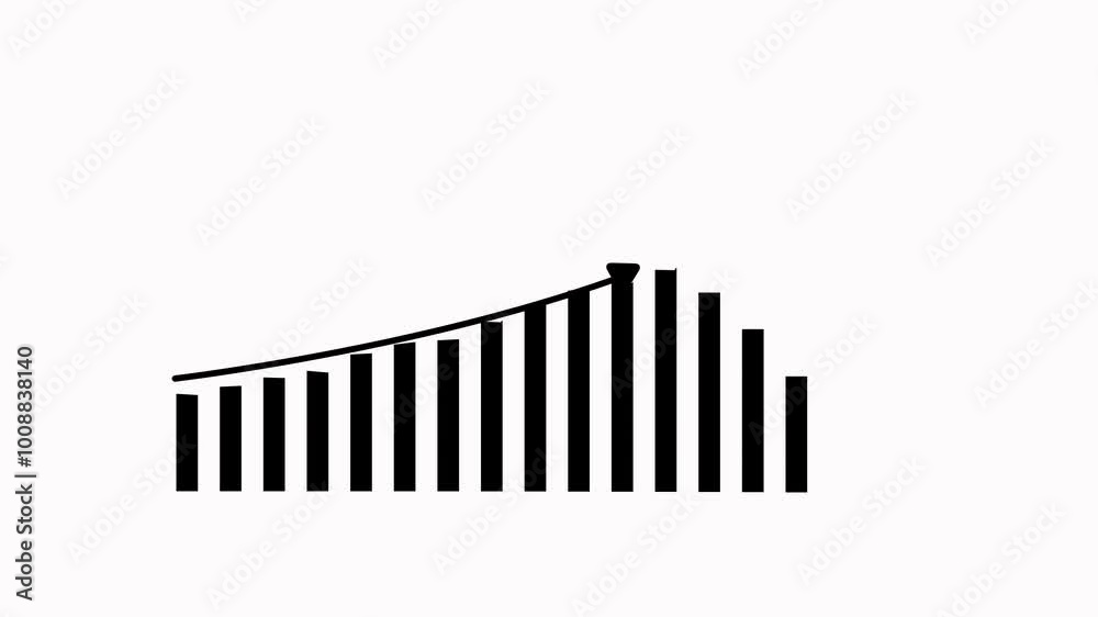 Infographic growth 2D object animation. Increase sales in business flat ...