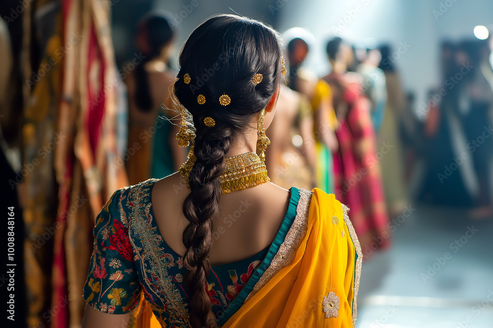 Indian woman preparing a fashion show backstage, Indian girl, Young ...
