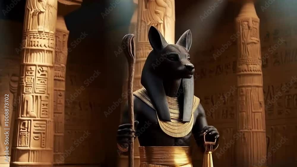 Anubis, God of the Underworld, holding the scales of judgment ...