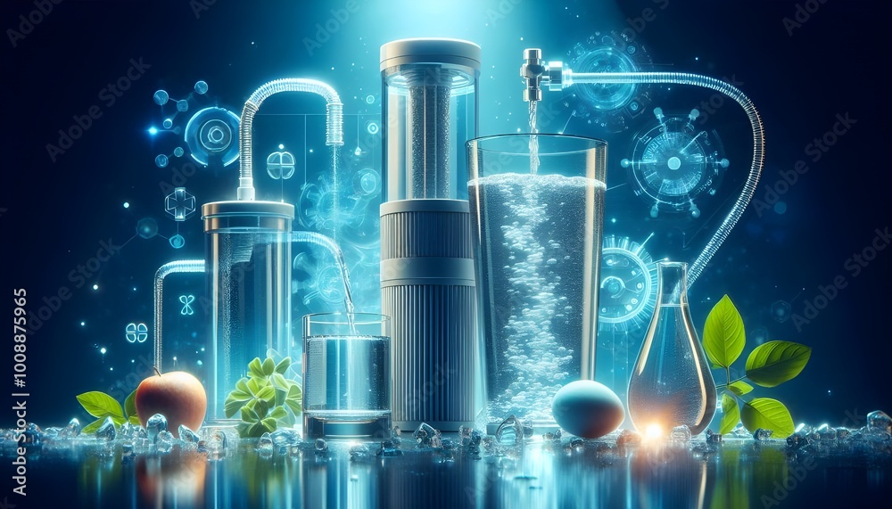 Water purification concept showcasing clean and tasty water ...