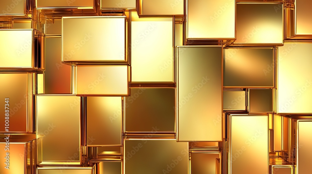 Golden Rectangular Abstract Background,This image features a luxurious ...