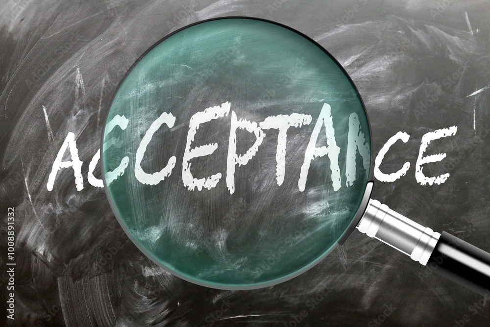 ภาพประกอบสต็อก Acceptance - learn, study and inspect it. Taking a ...