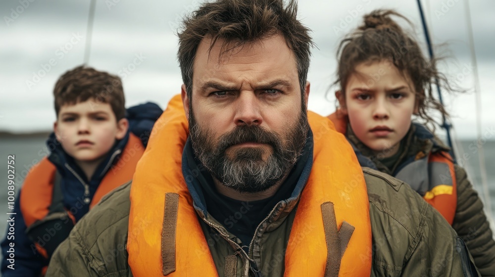 Family Sailing Adventure Parents Teach Kids Navigation on the Open Sea ...