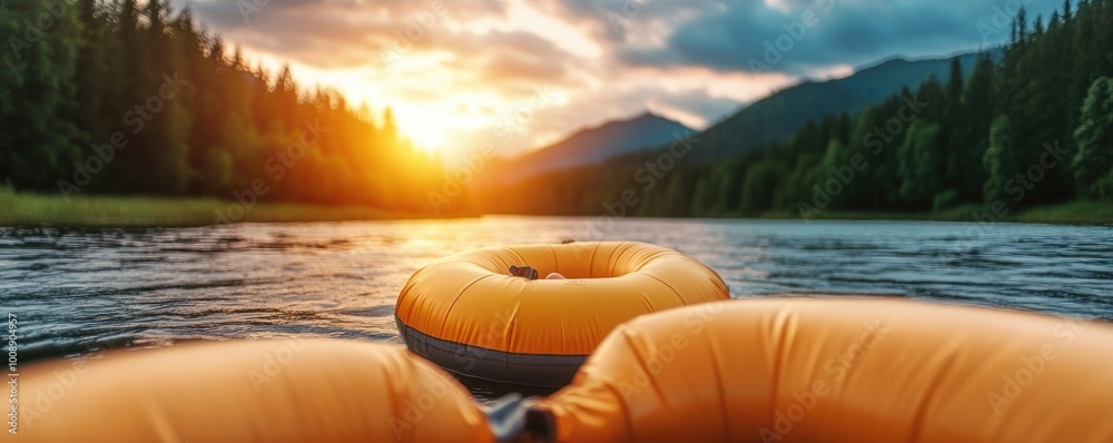Siblings Enjoying a Fun-Filled Day of Inflatable Tube Riding on a ...