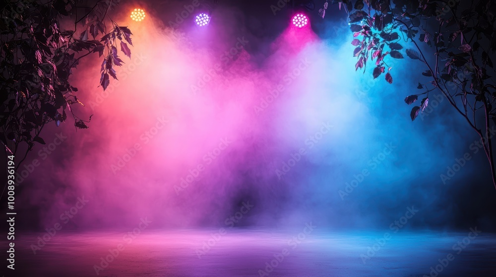 Electrifying Concert Stage with Circular Lighting Truss and Colorful ...