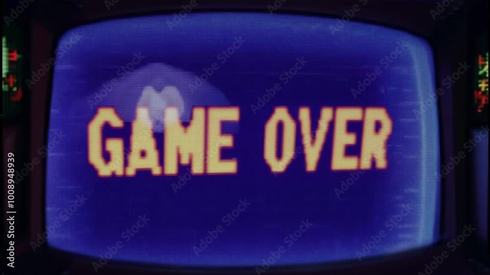 Retro Futuristic 'Game Over' Screen – 80s 90s Arcade Aesthetic Stock ...