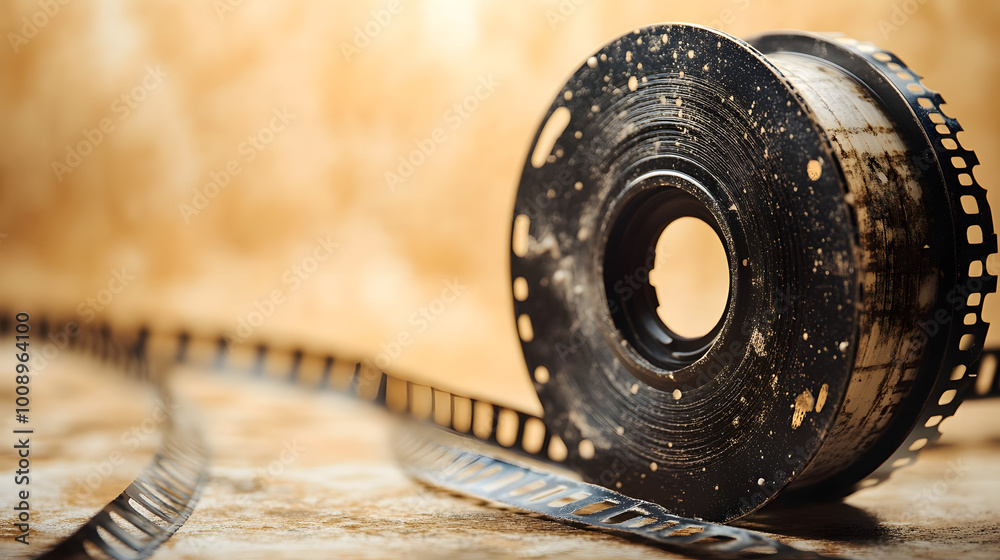 A Blank Aged Film Strip with a White Border and Rough Texture, Evoking ...