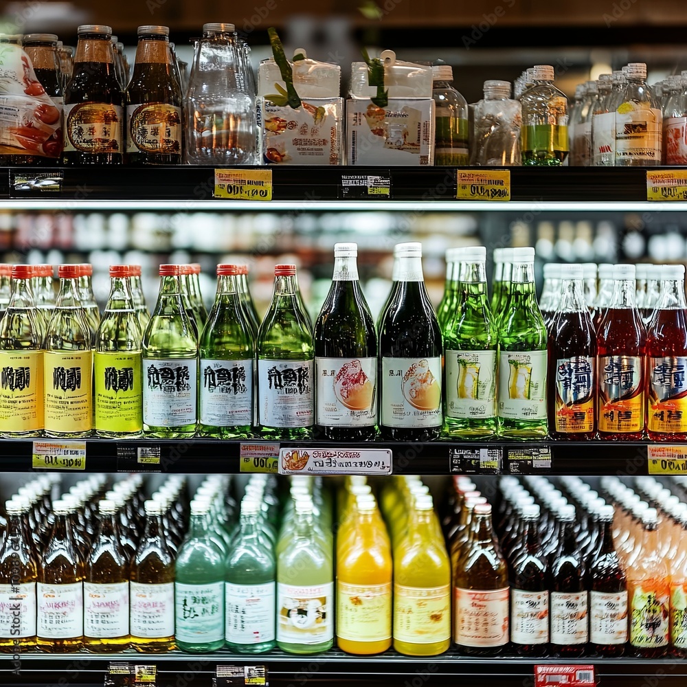 Various flavours of Soju, Foreign alcoholic beverages imported goods ...