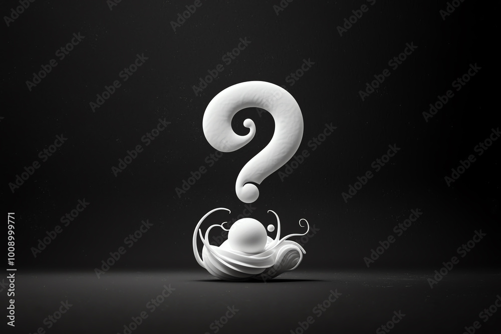 Thin minimalist question mark symbol in white, centered on a smooth ...