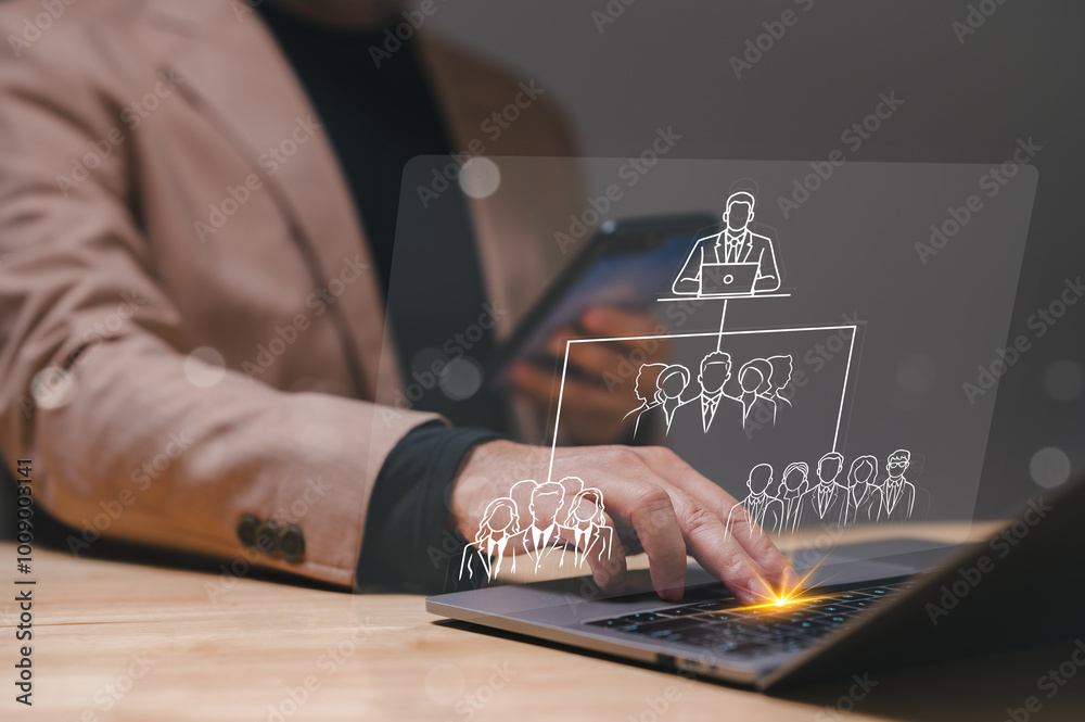 Organizing, HR, department concept. organizational chart in human ...