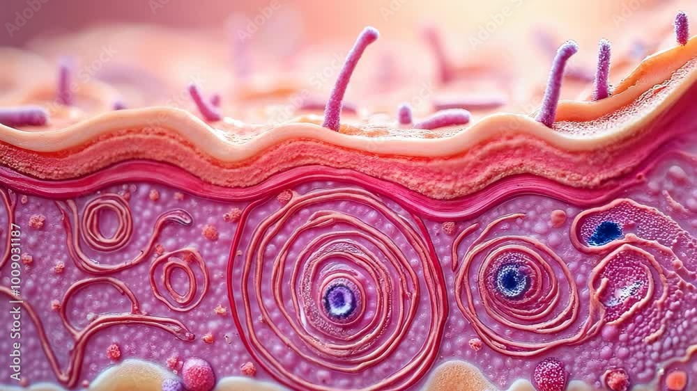A detailed illustration of human skin anatomy highlights the epidermis ...