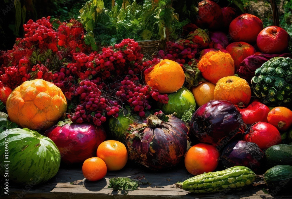 exploring intricate textures vibrant colors fresh produce decomposes ...