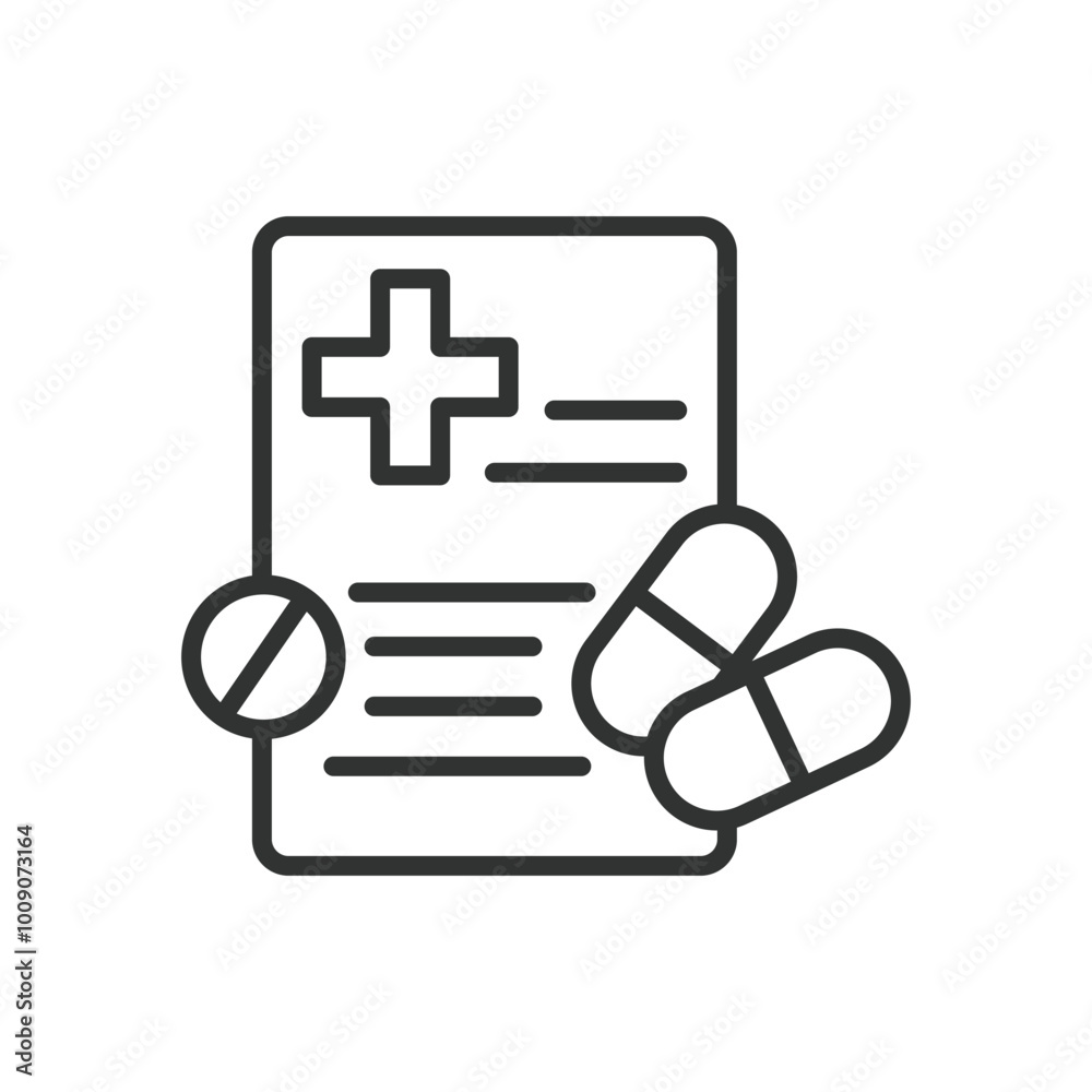 Prescription, in line design. Prescription, medication, pharmacy ...