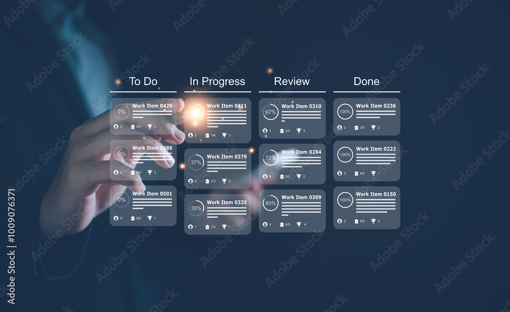 Project plan and manage concept. Project manager update tasks and ...