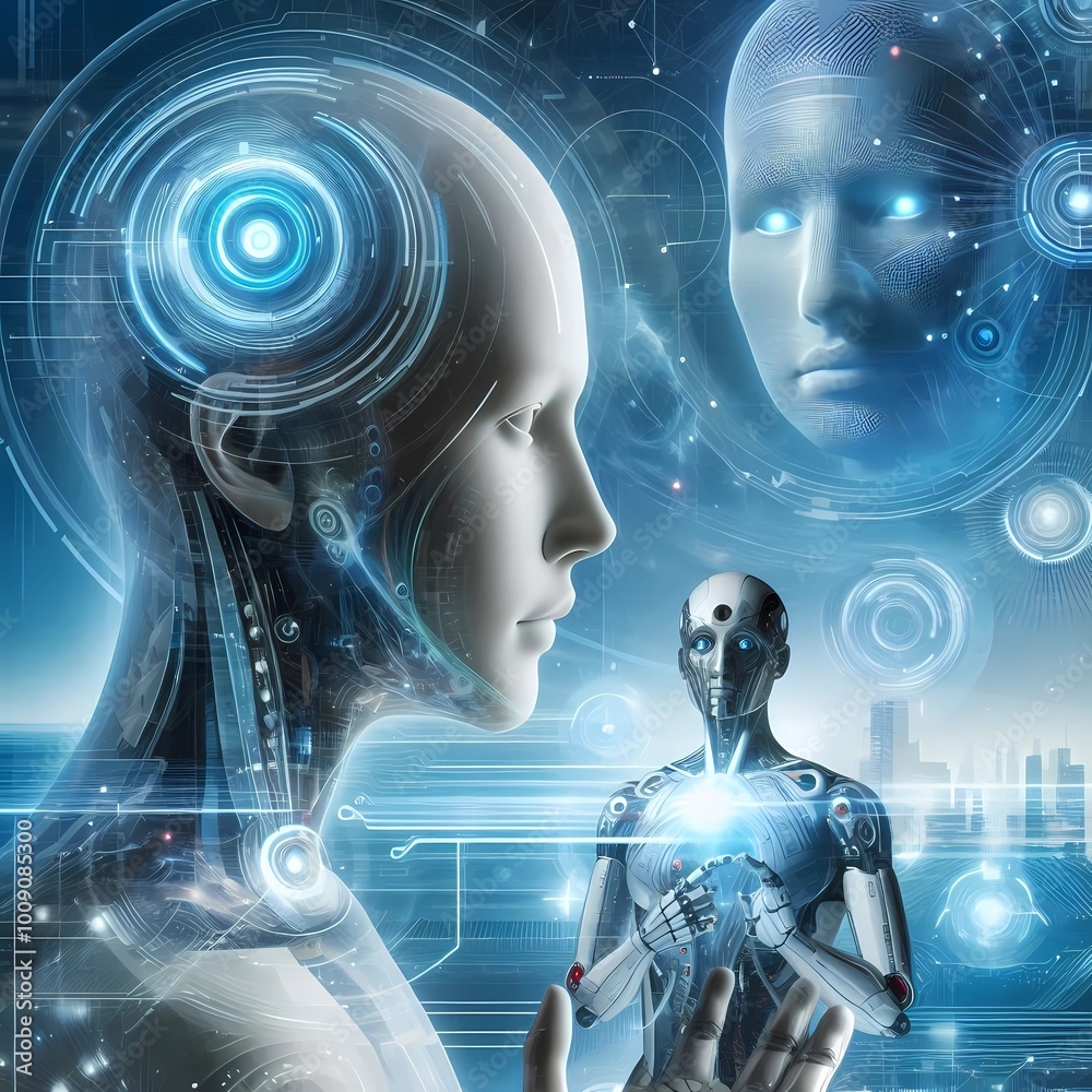 AI and Human Synergy Futuristic imagery depicting AI and humans ...