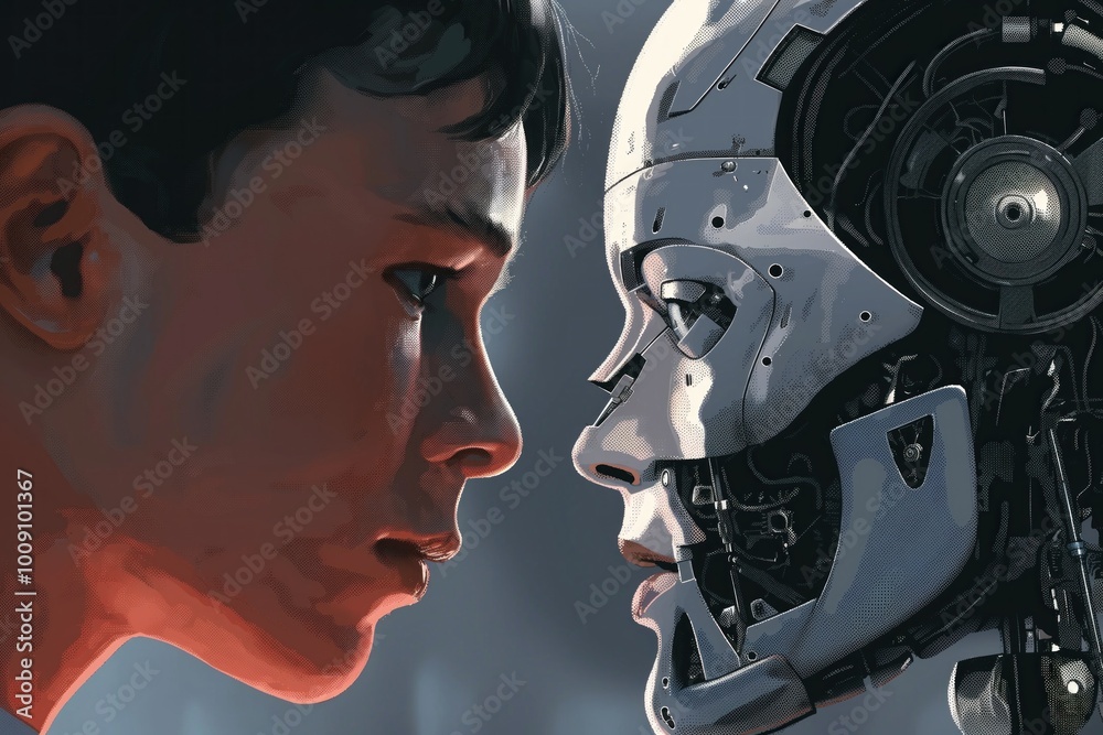 Young man faces off against AI in a futuristic battle of wits ...