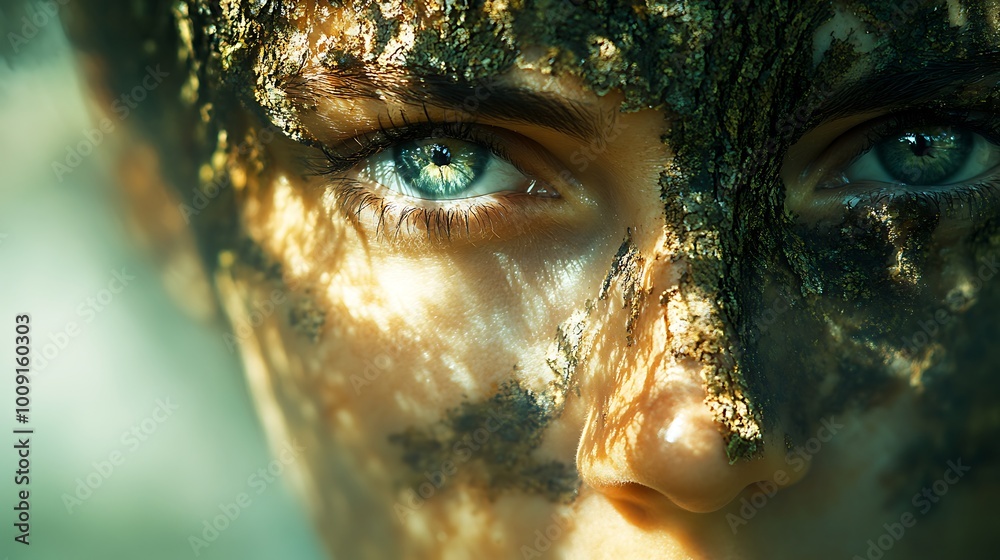 4. A creative overlay of tree textures and a human face, blurring the ...