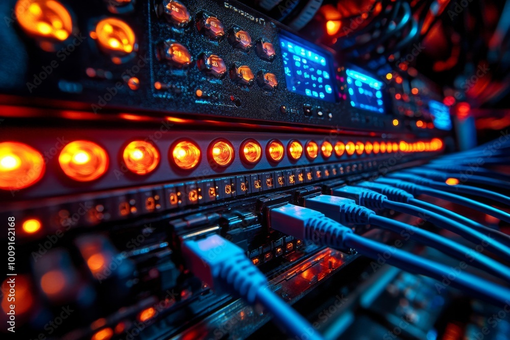 Closeup of an internet cable being connected the end port on one side ...