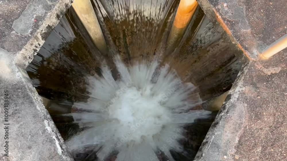 water flowing from a reservoir down into a spillway, footage shows ...