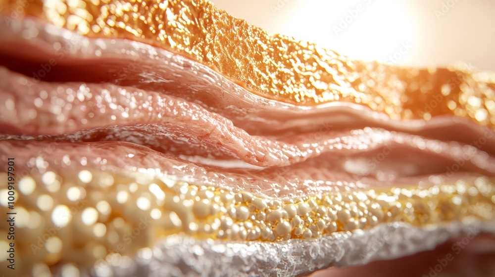 A 3D model of the skins pore system, with a cross-section showing how ...