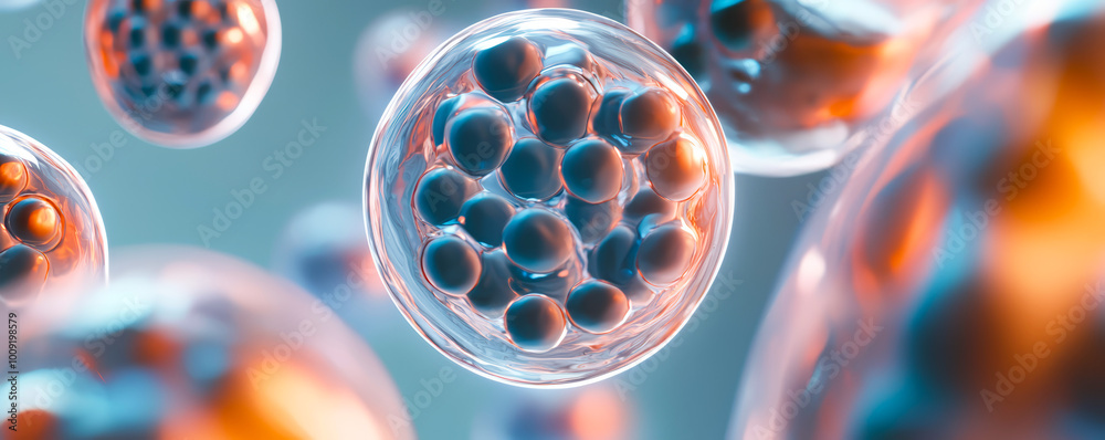 A 3D rendering of a growing colony of embryonic stem cells, showing how ...