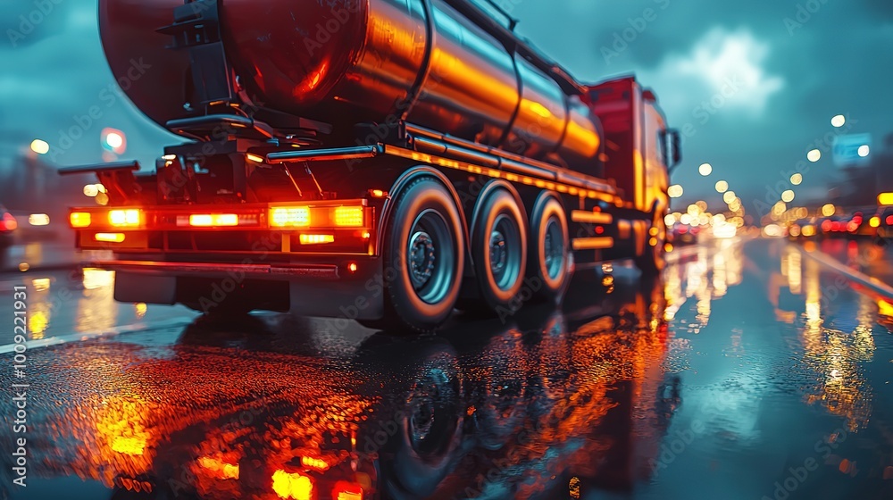 Fuel truck on a highway, transporting fuel with a focus on safety Stock ...