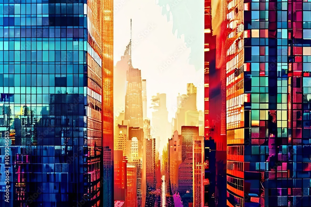 multiple exposure with pixel art pixel art of a cityscape with m Stock ...