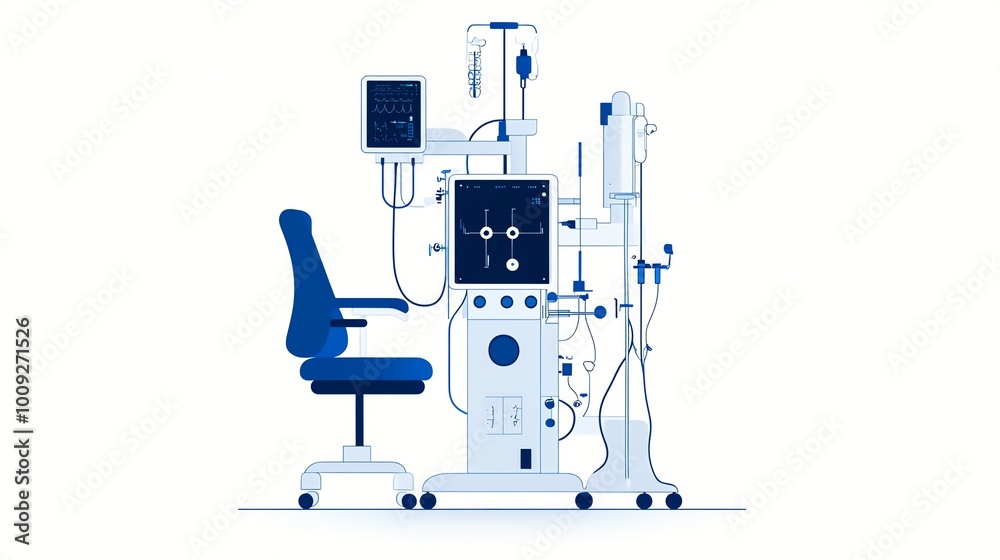 A portable dialysis machine clipart, healthcare equipment, flat design ...