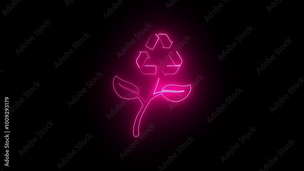 Neon recycling Symbol with leaves isolated.recycle eco friendly related ...