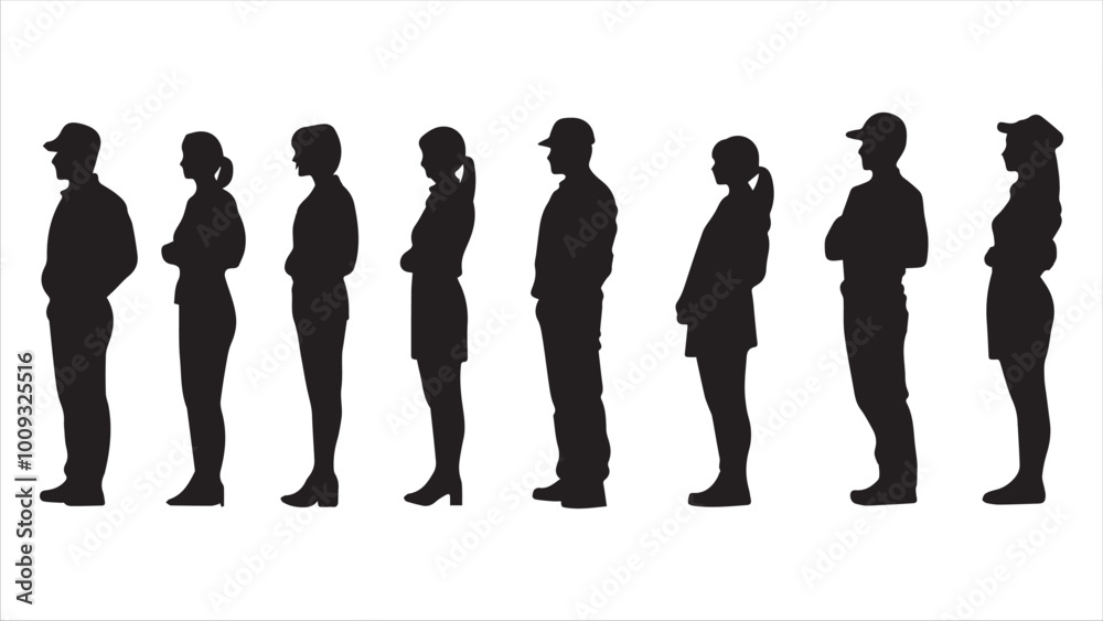 People with various occupations professions standing together in row ...