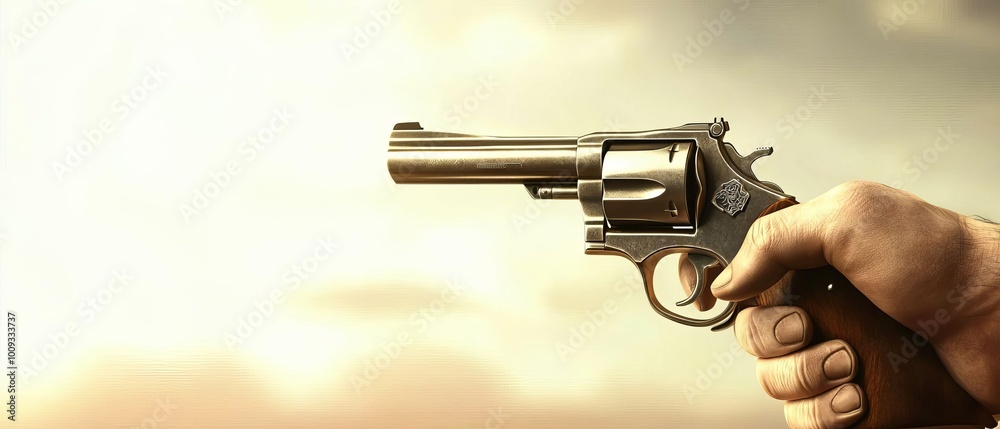 Dynamic Bounty Hunter in Desert Quick Draw Action with Revolver ...