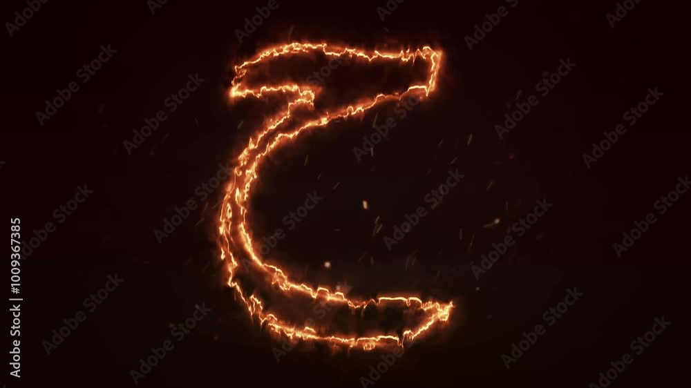 Animated Arabic alphabet "ḥā" Fire Arabic letter animation.Burning ...