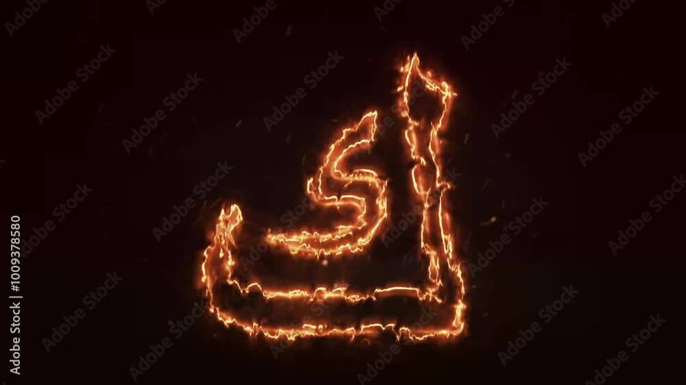 Animated Arabic alphabet "kāf" Fire Arabic letter animation.Burning ...