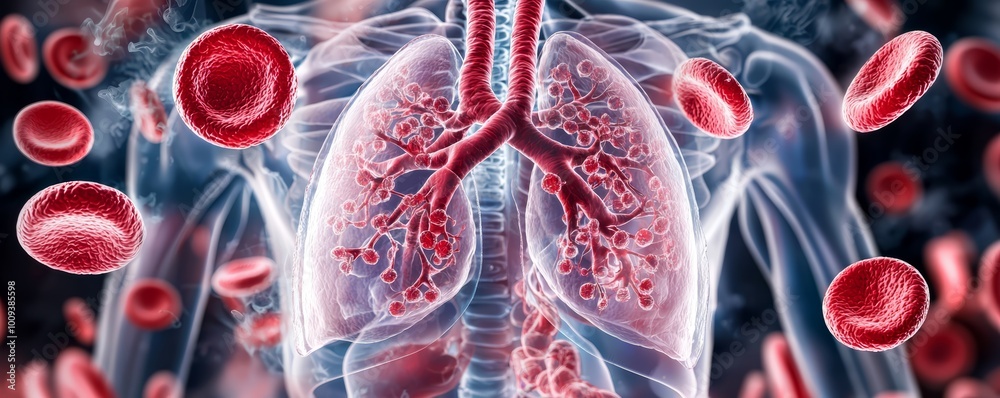 A detailed 3D visualization of oxygen exchange in the bloodstream ...