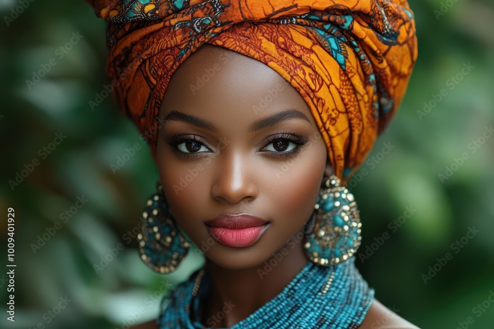 a stunning african woman in vibrant attire exudes elegance and strength ...