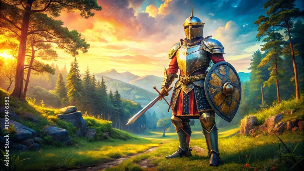 Pixelated Knight in Armor with Sword and Shield, Retro Style Game Art ...