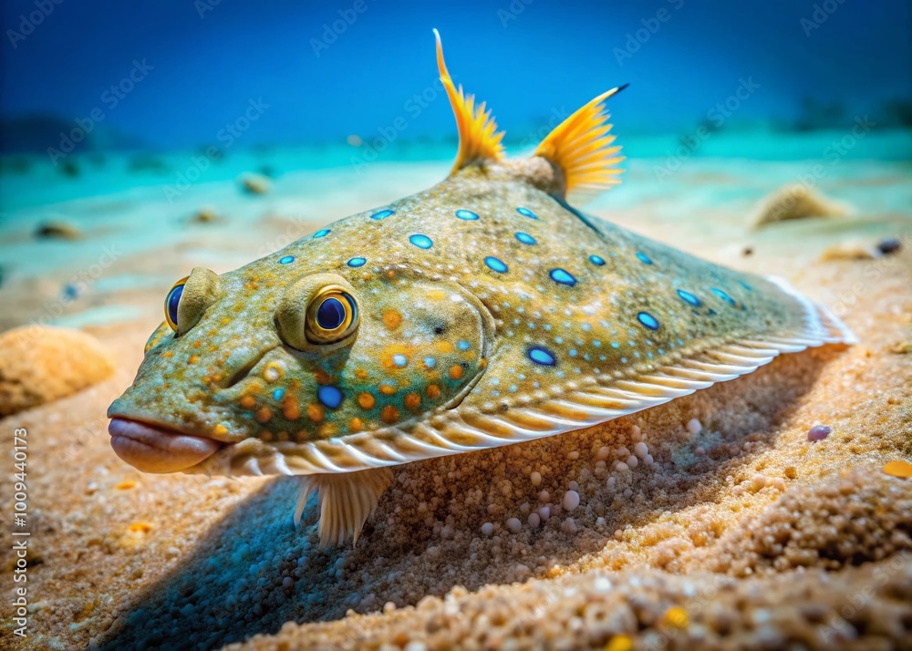 Sanddab Fish on Sandy Ocean Floor, Coastal Marine Life, Underwater ...