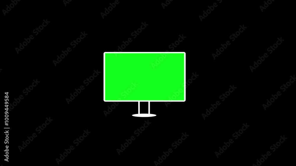 Computer monitor icon animation on a black background. monitor display ...