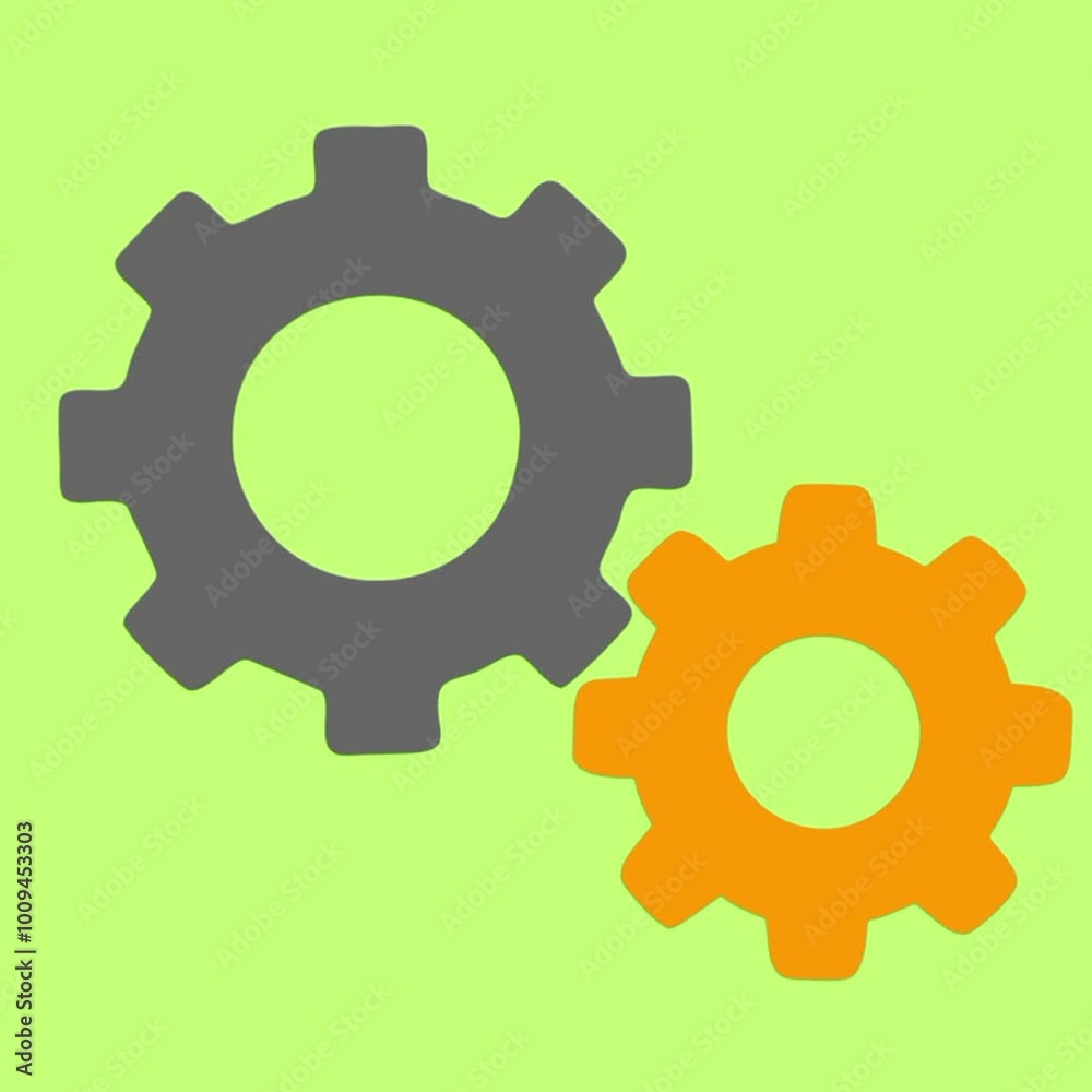 Rotating gears animation, industrial mechanical cogs turning, seamless ...