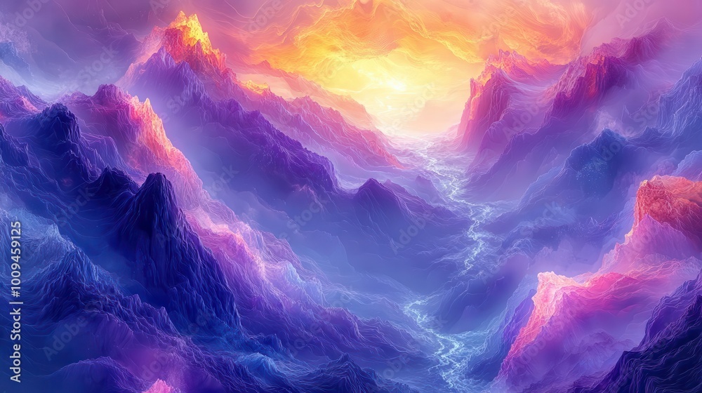 unique mountain range depicted in a stylized abstract manner showcasing ...