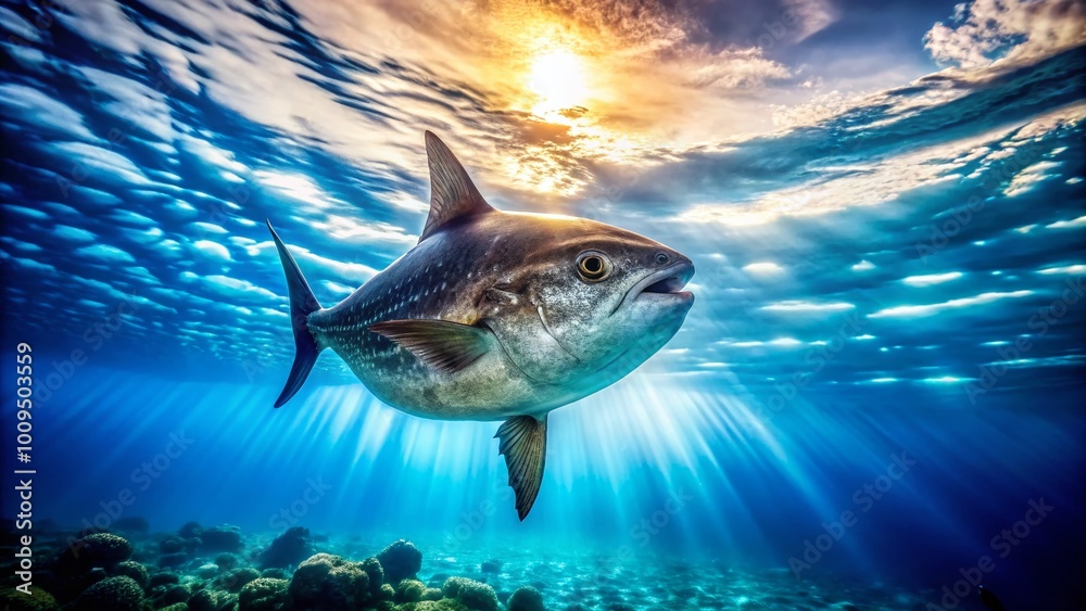 Stunning underwater images of sunfish swimming gracefully in clear blue ...